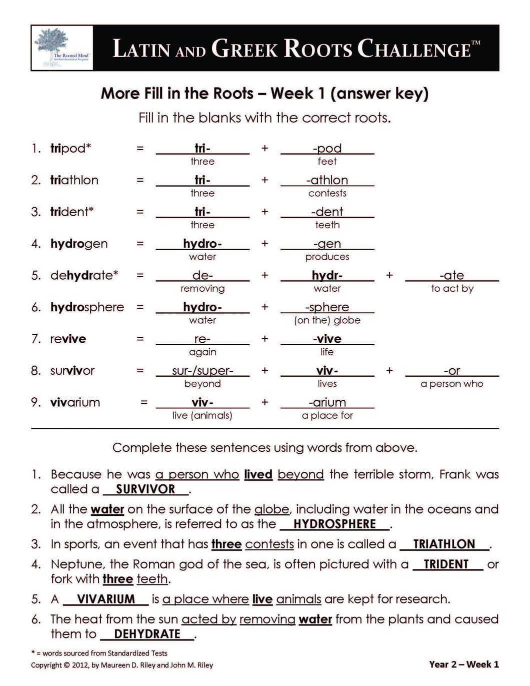 challenge answer key